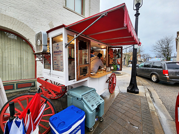 The iconic red and white Hamburger Wagon stands proudly on Miamisburg's Main Street, a culinary time machine that's been serving sliders since Woodrow Wilson was president. 