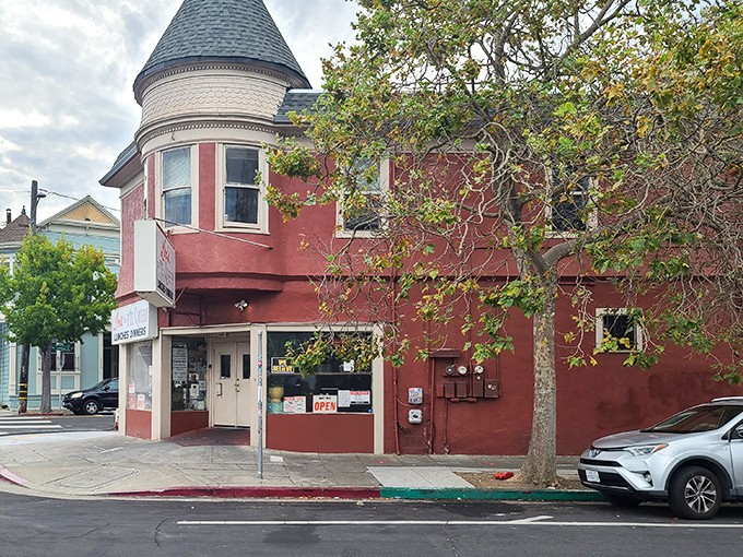 The distinctive red exterior with its charming turret makes Lois the Pie Queen look like a storybook castle where the treasure is perfect pancakes.