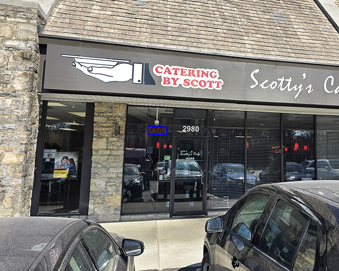 The unassuming stone facade of Scotty's Cafe hides culinary treasures within. Like finding a Picasso at a yard sale, this modest exterior belies breakfast greatness.