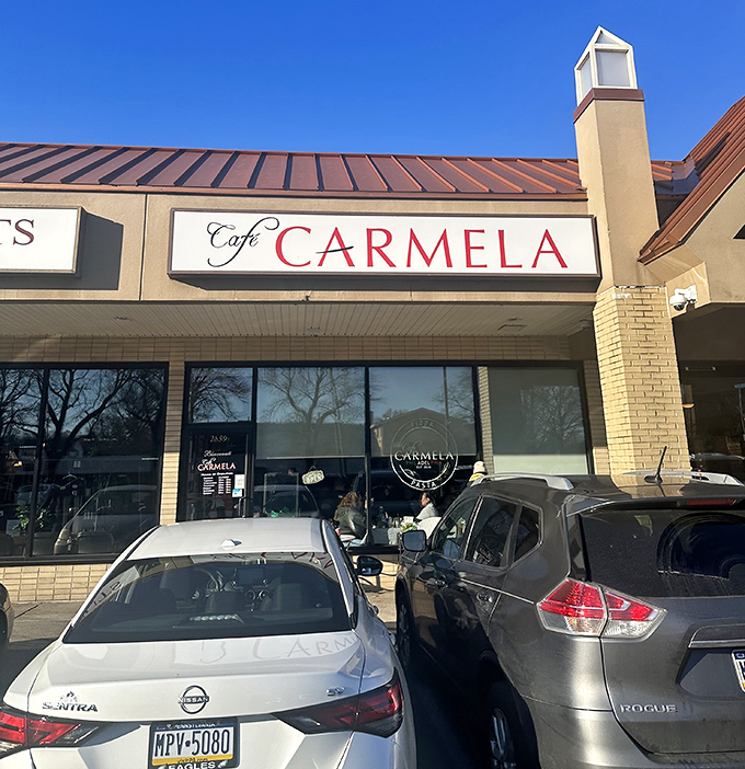 Nestled between a hair salon and other businesses, Caf&eacute; Carmela's unassuming storefront is like that friend who doesn't brag but consistently delivers the goods.