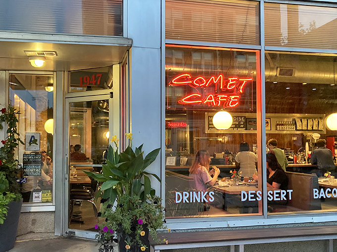 The understated exterior of Comet Cafe proves once again that Milwaukee's best food gems don't always shout for attention. The potted flowers add a welcoming touch.