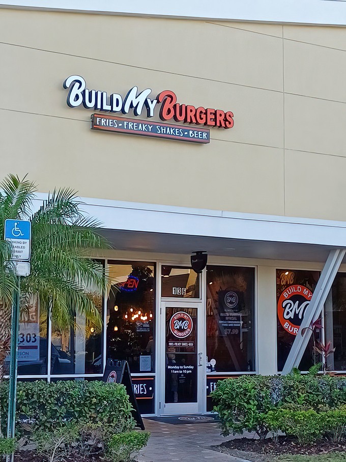 The unassuming storefront of Build My Burgers belies the flavor revolution happening inside. Like finding a secret passage to burger paradise.