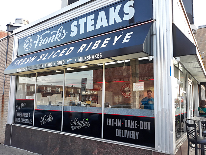 The unassuming storefront of Frank's Steaks & Burgers – where Philly's cheesesteak cognoscenti go when they're serious about their sandwich game.
