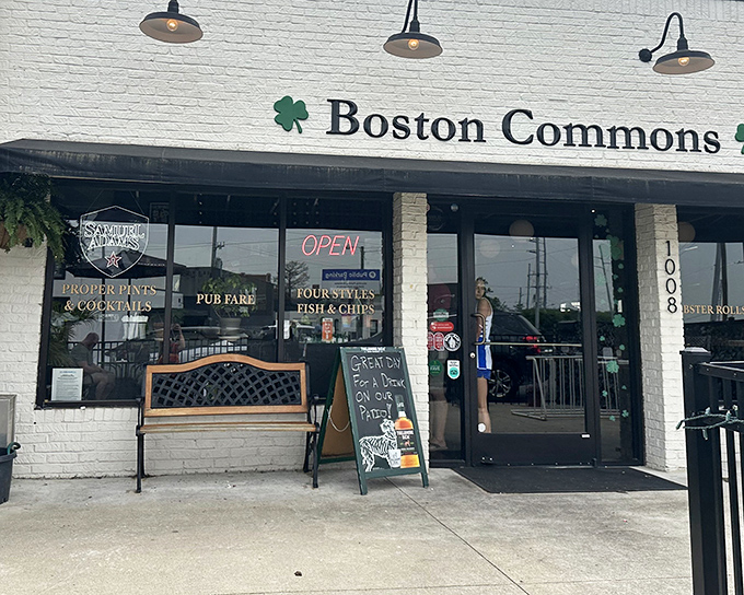 Boston Commons welcomes you with its charming white brick fa&ccedil;ade, shamrock accents, and inviting bench&mdash;the perfect prelude to the British-Irish culinary adventure waiting inside.