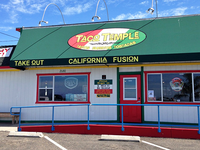 The unassuming green exterior of Taco Temple belies the culinary treasures within. Like finding a winning lottery ticket in your jeans pocket.
