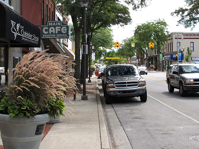 Superior Street showcases Alma's timeless charm with vintage storefronts and planters that don't need Instagram filters to look good.