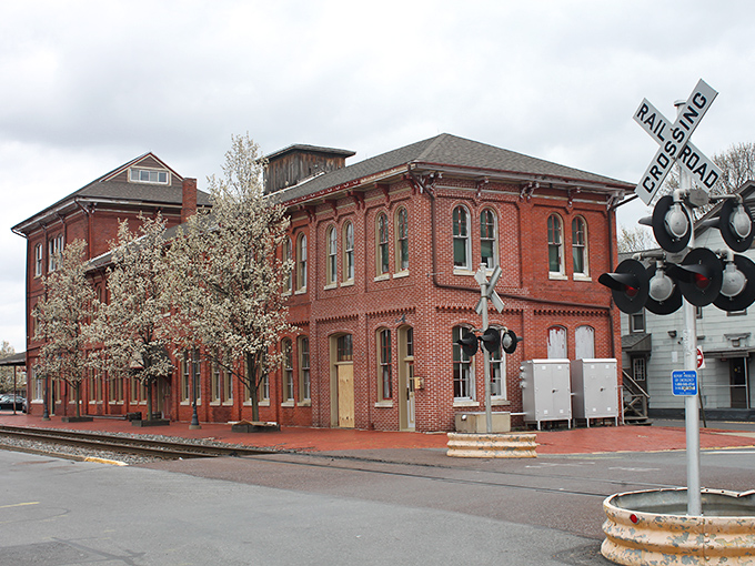 Sunbury's historic train station stands as a testament to small-town charm, where brick buildings and affordable living create the perfect retirement backdrop.
