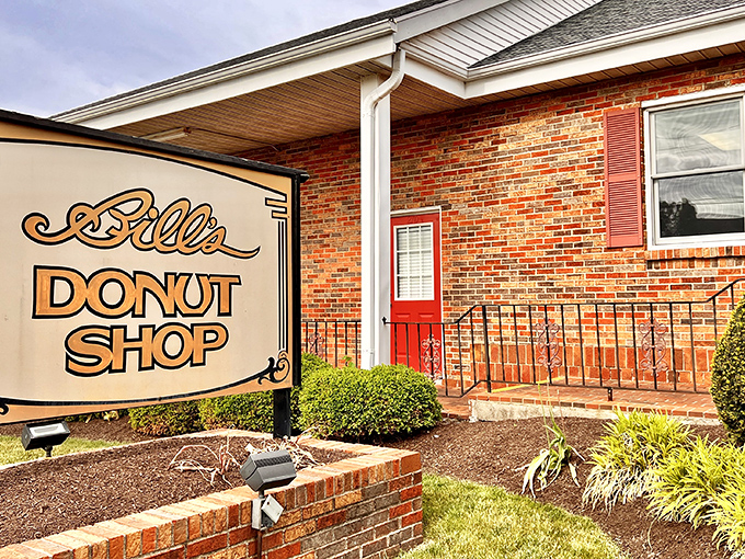 The unassuming brick exterior of Bill's Donut Shop hides a world of sweet treasures within. Classic Americana at its finest.
