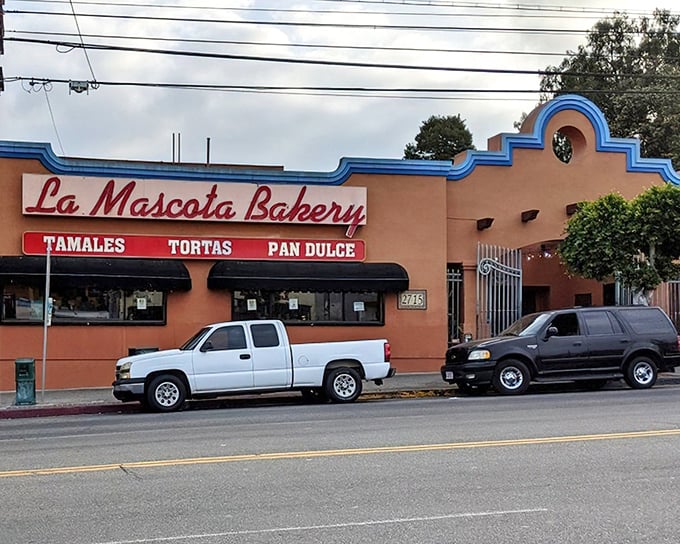 Orange walls and blue trim announce your arrival at this temple of tamales and traditional Mexican treats.