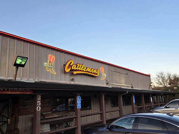 The unassuming exterior of Cattlemens in Dixon hides a carnivore's paradise within. That neon sign has been guiding hungry travelers for generations.