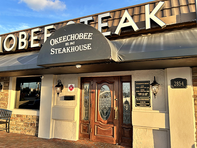 The unassuming facade of Okeechobee Steakhouse hides beef brilliance within, like finding a Rolex at a yard sale. Florida's oldest steakhouse doesn't need neon to announce its greatness.