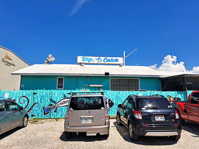 The turquoise facade of The Big Catch at Salt Creek isn't trying to hide &ndash; it's proudly announcing that Florida seafood paradise awaits inside.