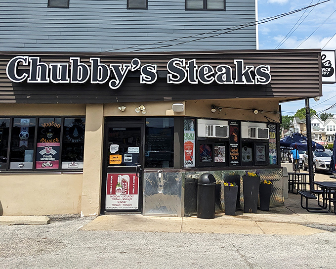 The unassuming storefront of Chubby's Steaks stands like a beacon of hope for the cheesesteak-obsessed. No fancy frills, just the promise of greatness within.