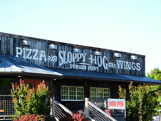 The rustic wooden facade of Sloppy Hog promises exactly what you want in a roadside find&mdash;authenticity without pretension and flavors worth the journey.