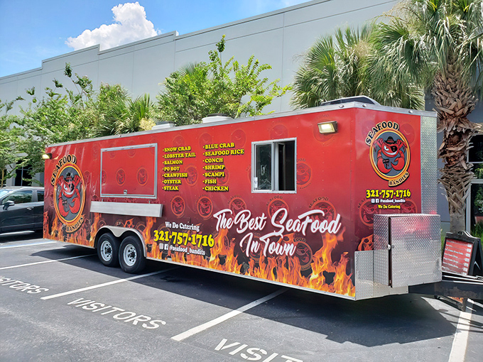 The flame-decorated Seafood Bandits truck isn't subtle about its mission: stealing your heart through your stomach with seafood that demands attention.