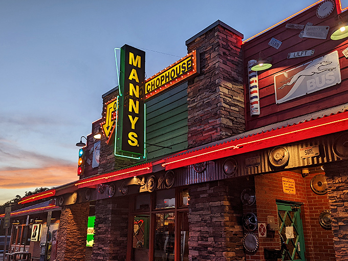Neon dreams meet brick reality at this wonderfully wacky steakhouse that refuses conformity.
