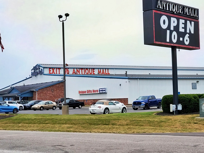 The unassuming exterior hides a universe of treasures within, like finding a portal to the past just off Interstate 65.