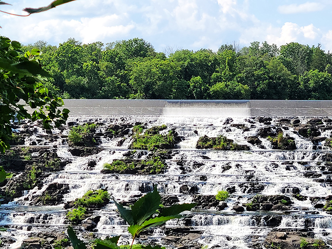 Nature's staircase in action! The spillway at Nockamixon creates a mesmerizing cascade that's part waterfall, part architectural marvel, and 100% hypnotic.