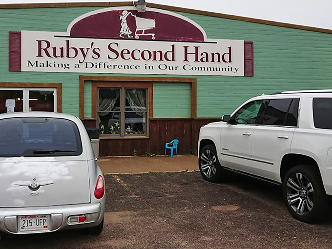 Ruby's Second Hand announces its mission right on the sign – making a difference in the community one treasure at a time.