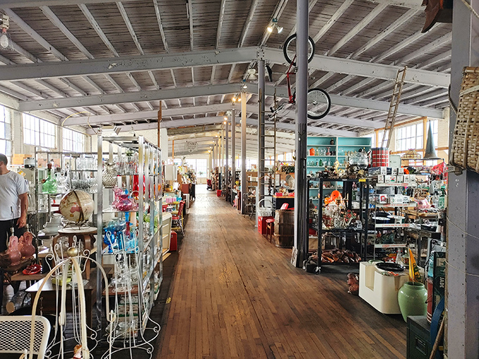 Step into a time traveler's paradise where every aisle leads to another decade. The warm wooden floors have stories to tell.