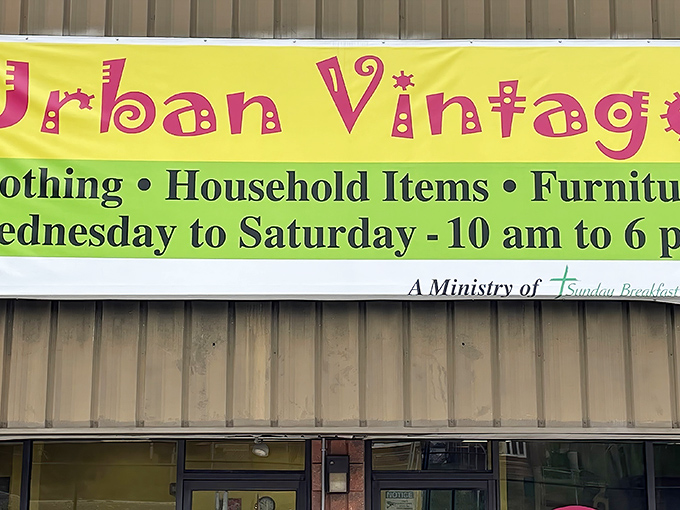 The storefront speaks volumes with its colorful circular signs&mdash;each one a portal to possibility and proof that treasure hunting begins before you even step inside.