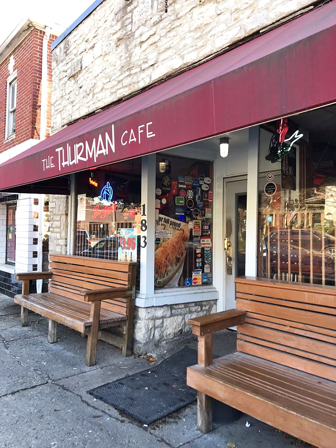 The unassuming exterior of The Thurman Cafe in German Village belies the culinary madness within. Like finding a treasure chest disguised as a shoebox.