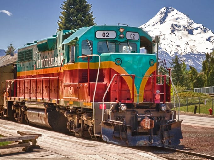 That's not just any locomotive &ndash; it's a rolling piece of Americana with Mount Hood providing the perfect backdrop.