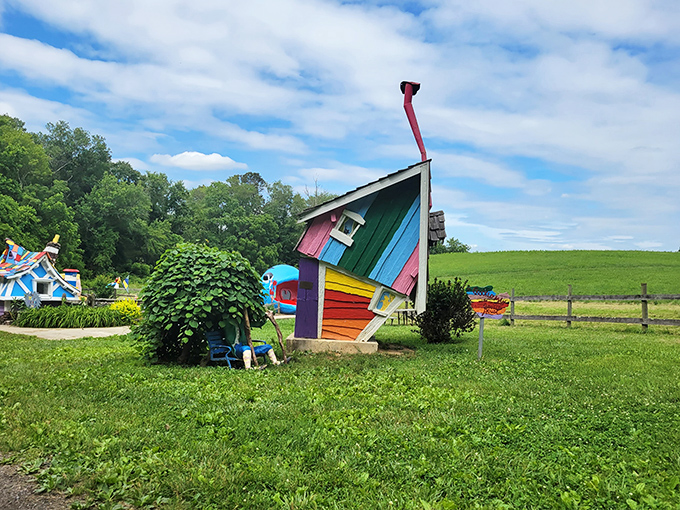 The castle entrance to the Enchanted Forest beckons with its whimsical turrets and American flag &ndash; fairytales with a patriotic twist!