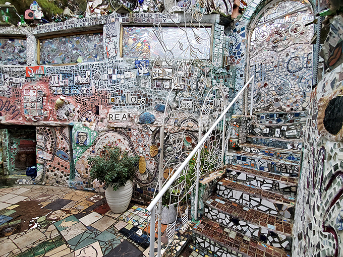 Every inch tells a story at Philadelphia's Magic Gardens, where walls speak in the universal language of "wow" and "how did they do that?"