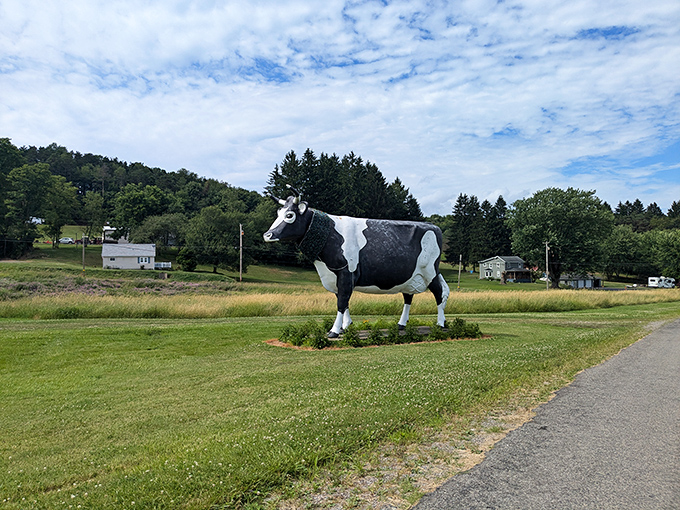 Standing majestically against Pennsylvania's rolling hills, the Big Cow of Sligo commands attention like a bovine celebrity waiting for its close-up.