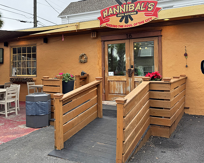 The unassuming yellow exterior of Hannibal's Kitchen might fool you, but locals know this modest facade hides Charleston's soul food royalty.