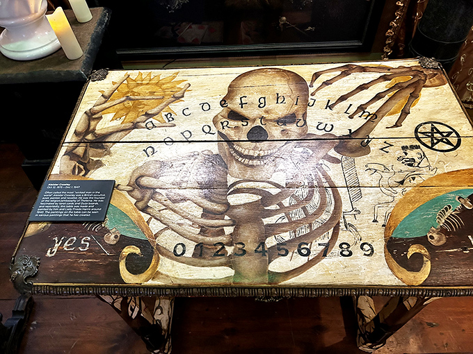 This Ouija table brings new meaning to "dinner conversation." The skeleton design ensures your supernatural chat session maintains the proper spooky ambiance.