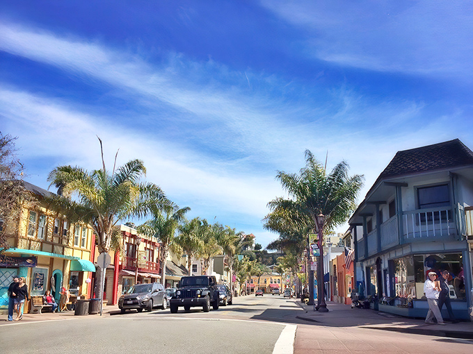 Capitola's streets invite wandering without agenda, where every turn reveals another splash of color against California's brilliant blue sky.