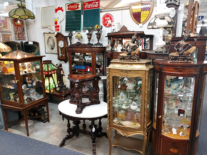 Victorian elegance meets craftsmanship that's outlasted its creators&mdash;these display cabinets house miniature museums within the larger one.