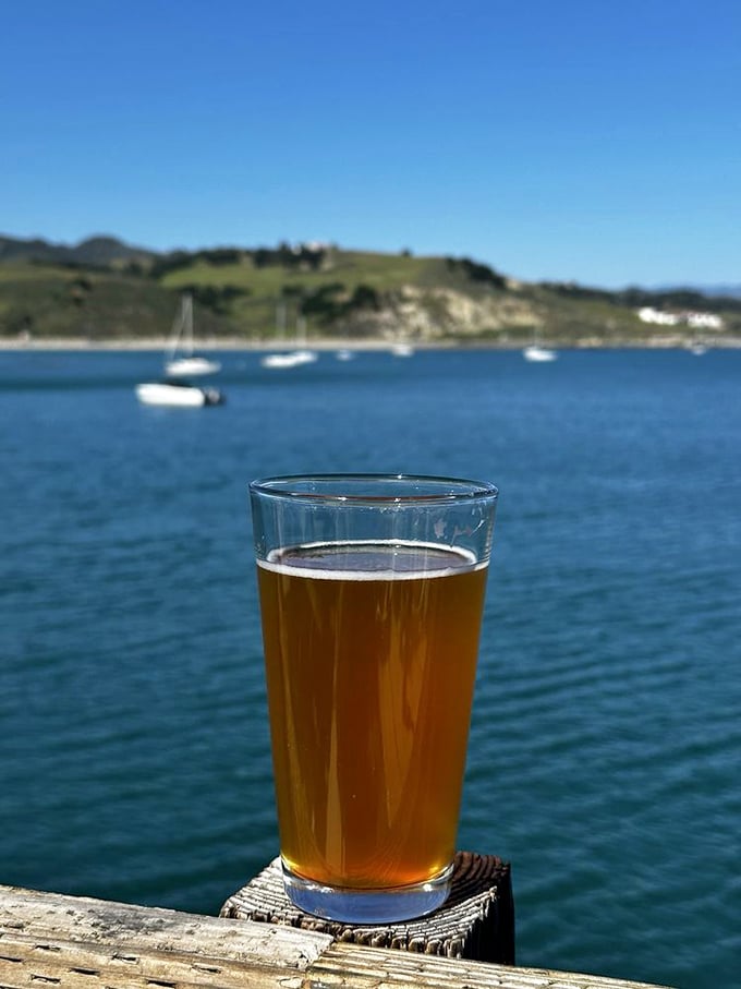 Nothing says "life is good" quite like a cold beer overlooking boats bobbing in the harbor.