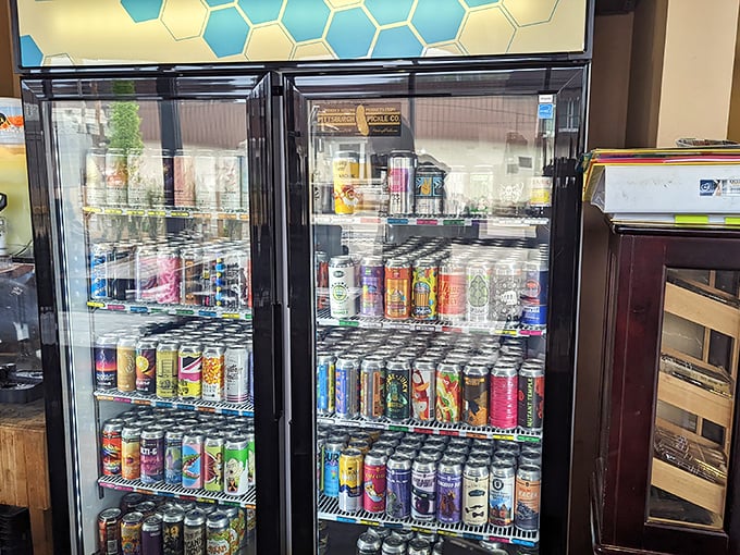 The craft beer selection rivals the meat menu in both variety and quality. Cold beverages waiting to meet their smoky soulmates.