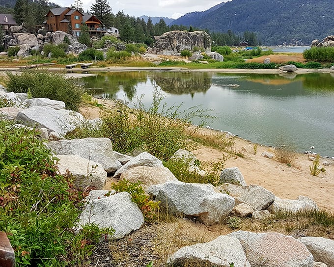 Boulder Bay's rocky shoreline creates natural sculptures that frame the lake's tranquil waters&mdash;nature's gallery requires no admission fee.