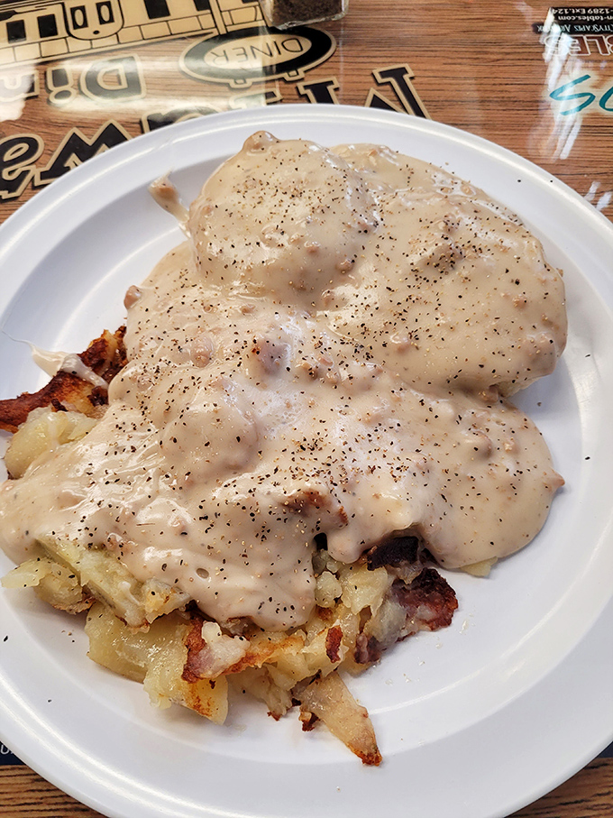 Biscuits and gravy&mdash;the breakfast that hugs you from the inside. That pepper-speckled gravy blanket is comfort in its purest form.