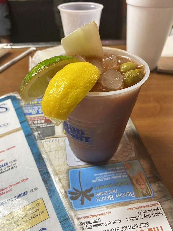 A proper Bloody Mary at Hunt's&mdash;where the garnish isn't some ridiculous food tower, just the essentials for enhancing your seafood feast.