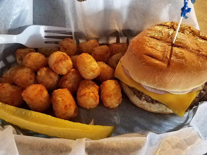 This isn't a burger that's trying to reinvent the wheel&mdash;it's just executing the classics perfectly, with those golden tots standing by for moral support. 