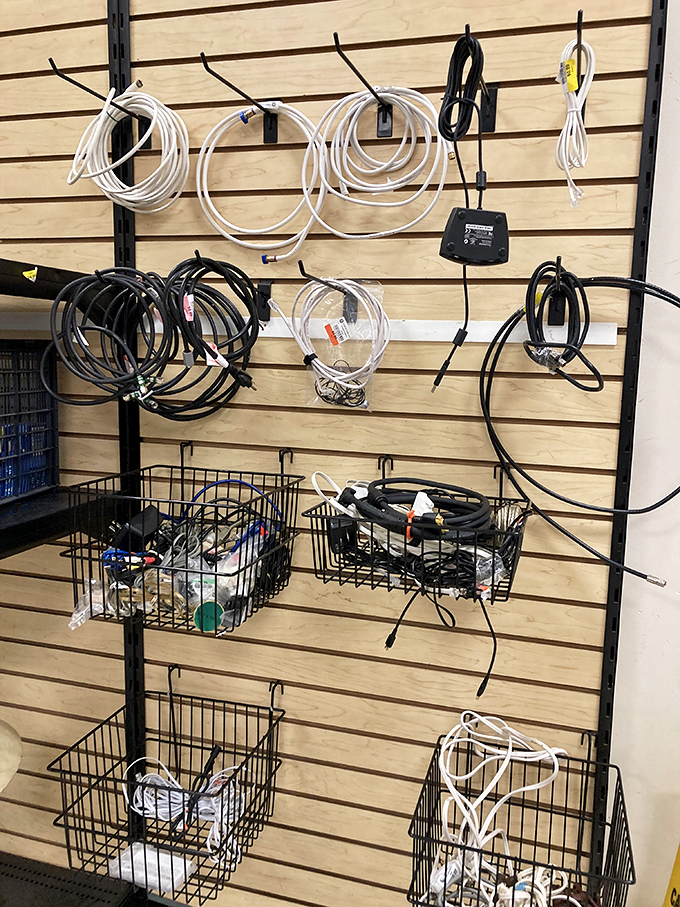 The cable section: technological spaghetti for the brave and technically inclined. Every cord you've ever needed and several you never knew existed.