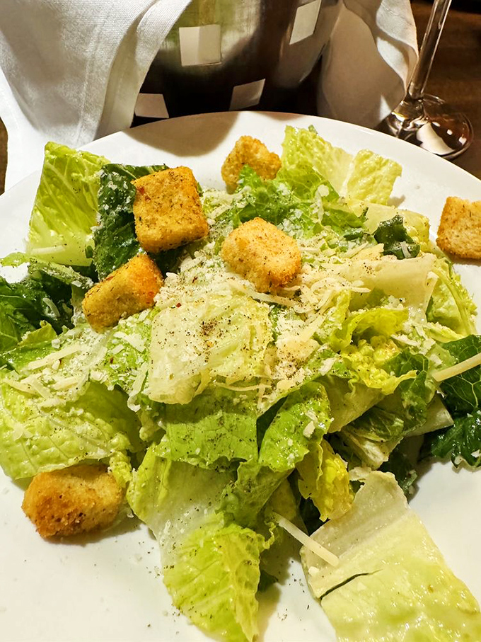 A Caesar salad that Julius himself would approve&mdash;crisp romaine, perfect croutons, and enough garlic to keep vampires at bay for at least a week.