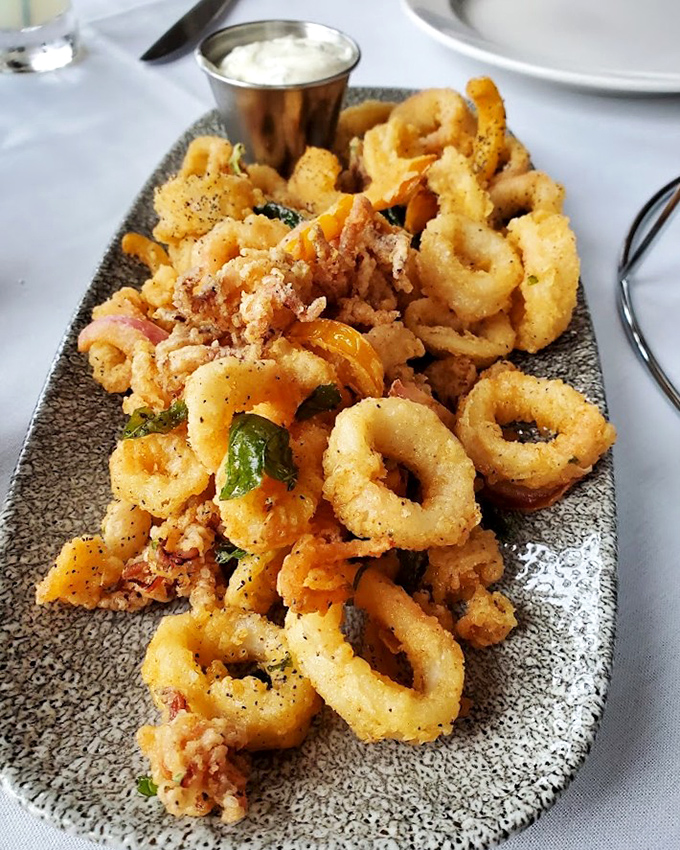 Calamari that's crispy enough to make you forget you're eating something that once swam in the ocean. The dipping sauce is just showing off.