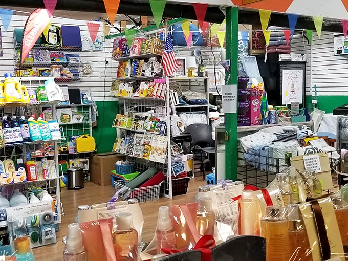 Each booth is its own micro-universe of merchandise, meticulously arranged in what can only be described as "organized chaos."