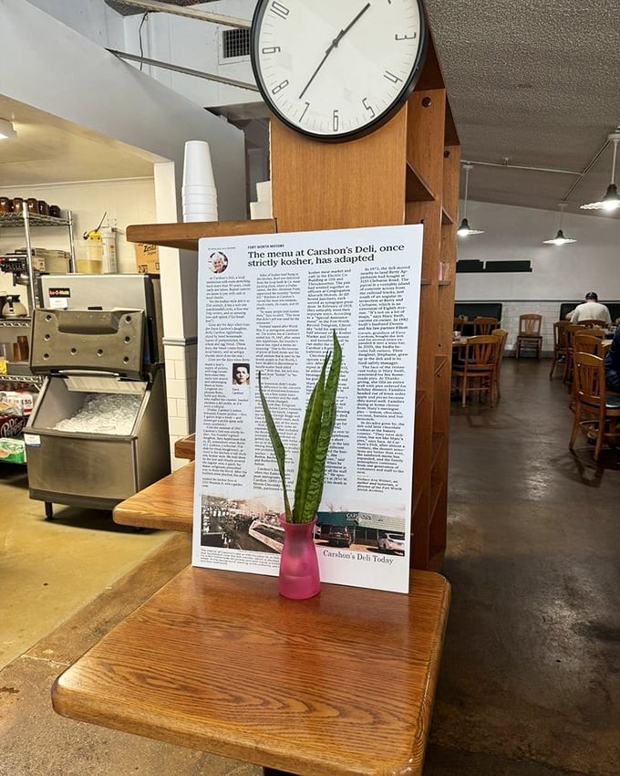 History on display&mdash;a reminder that Carshon's has been feeding Fort Worth for generations while the world outside transformed completely.