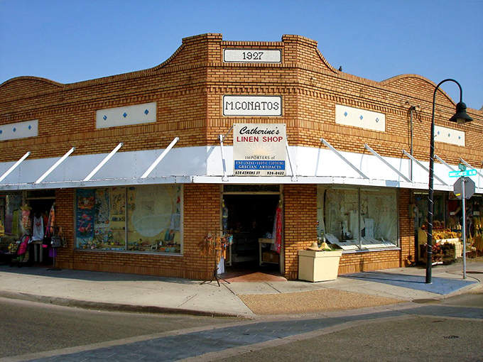 Catherine's Linen Shop occupies a historic 1927 brick building, offering Mediterranean textiles and treasures that connect to the town's Greek heritage.
