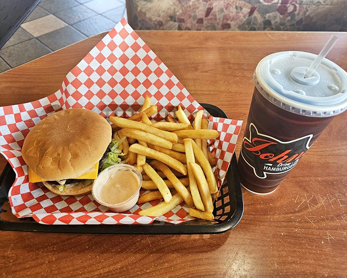 A cheeseburger and fries combo that reminds you why this simple pairing conquered the world. 
