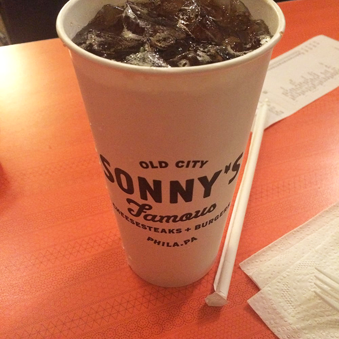 Even the beverages come with a side of local pride. That straw is just a suggestion &ndash; real Philadelphians make direct contact.