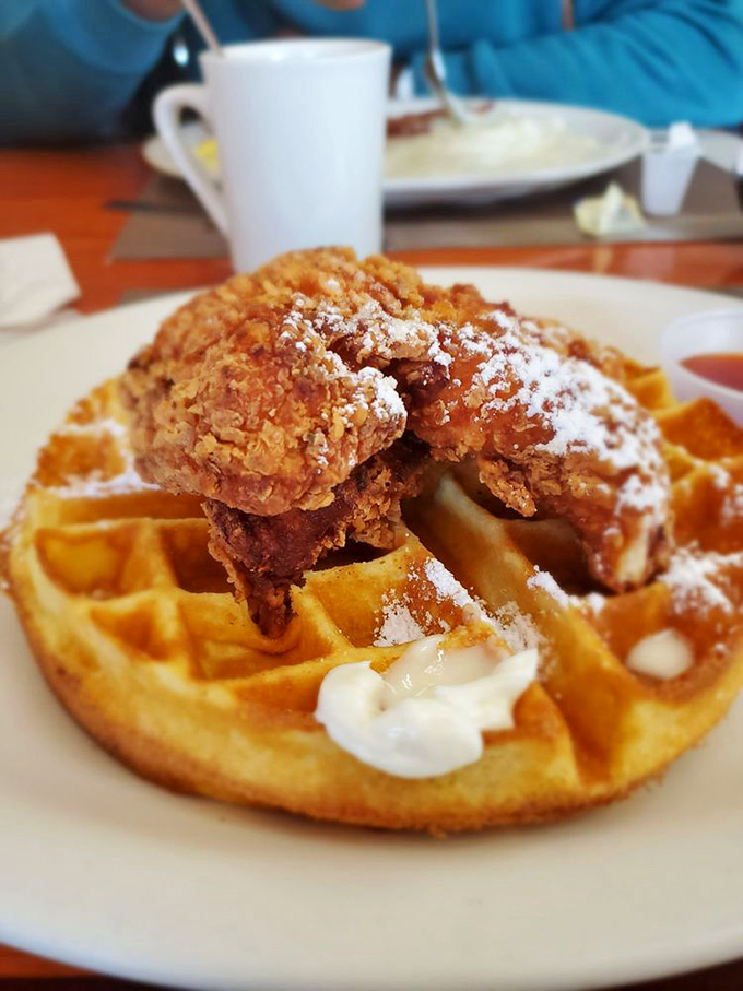 The legendary chicken and waffle combo – breakfast's power couple. Sweet meets savory in a romance that rivals any Hollywood classic.