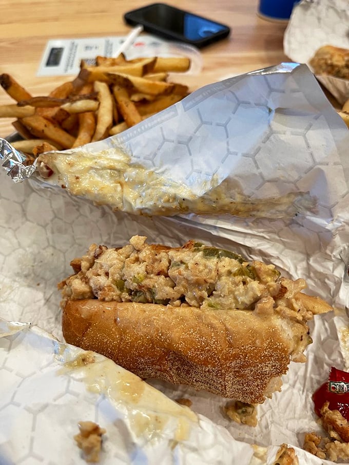 A chicken cheesesteak that doesn't play second fiddle to its beef counterpart. This sandwich means serious business, and your taste buds know it.